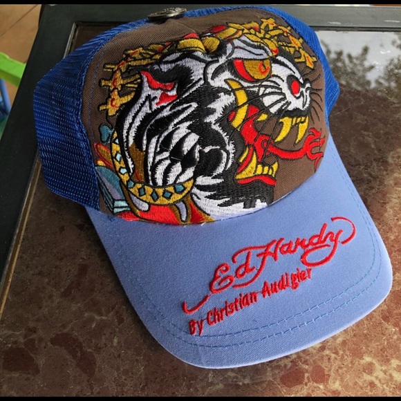Ed Hardy | Accessories | Ed Hardy Blue Dragon Snapback Trucker Hat ...